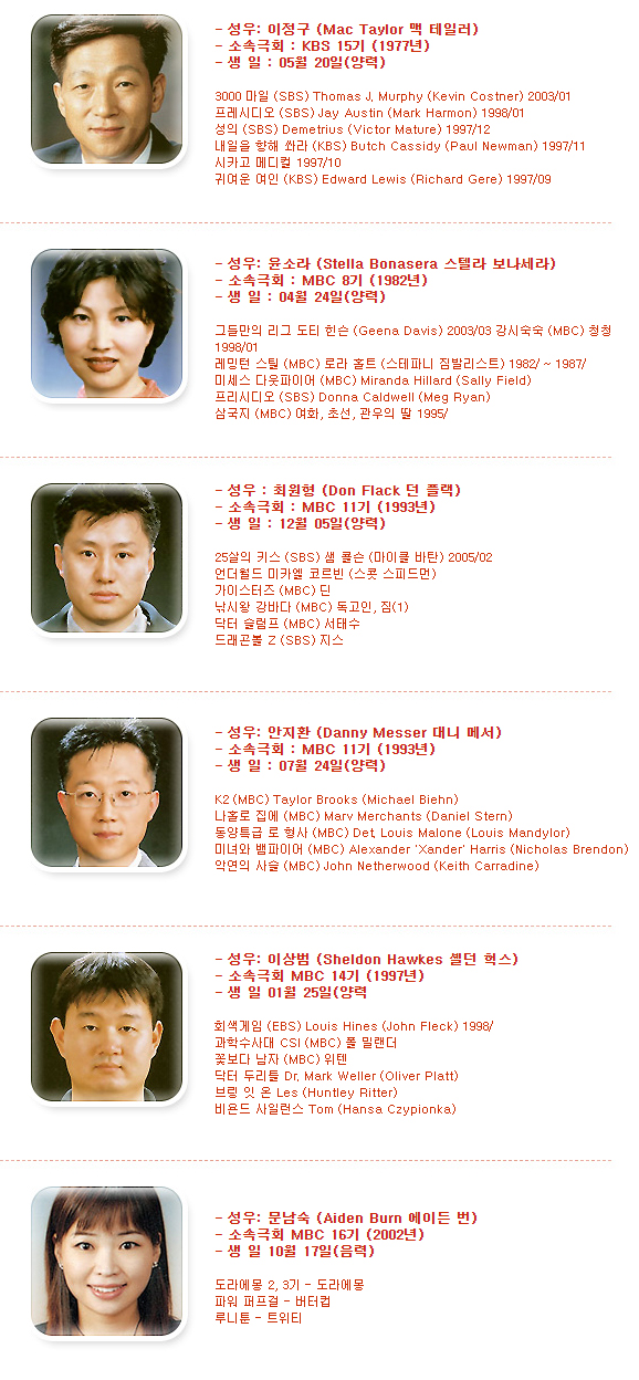 CSI 성우소개 | CSI NY | 만나면 좋은 친구 MBC