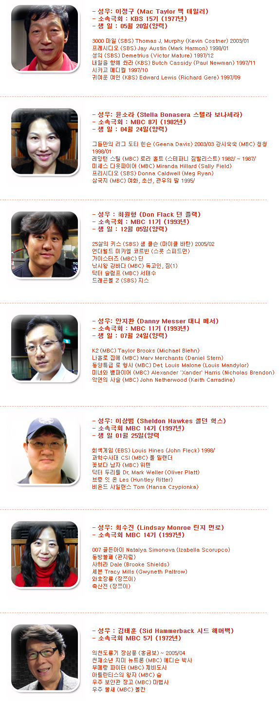 CSI 성우소개 | CSI NY 시즌3 | 만나면 좋은 친구 MBC